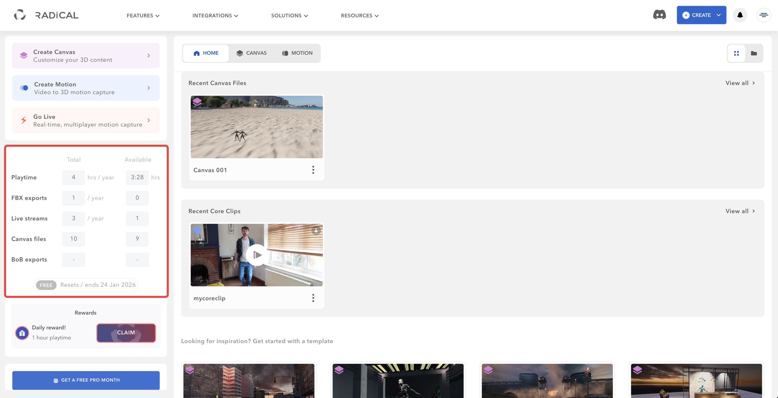 How to use the RADiCAL Dashboard.launch AI mocap & 3D animation projects