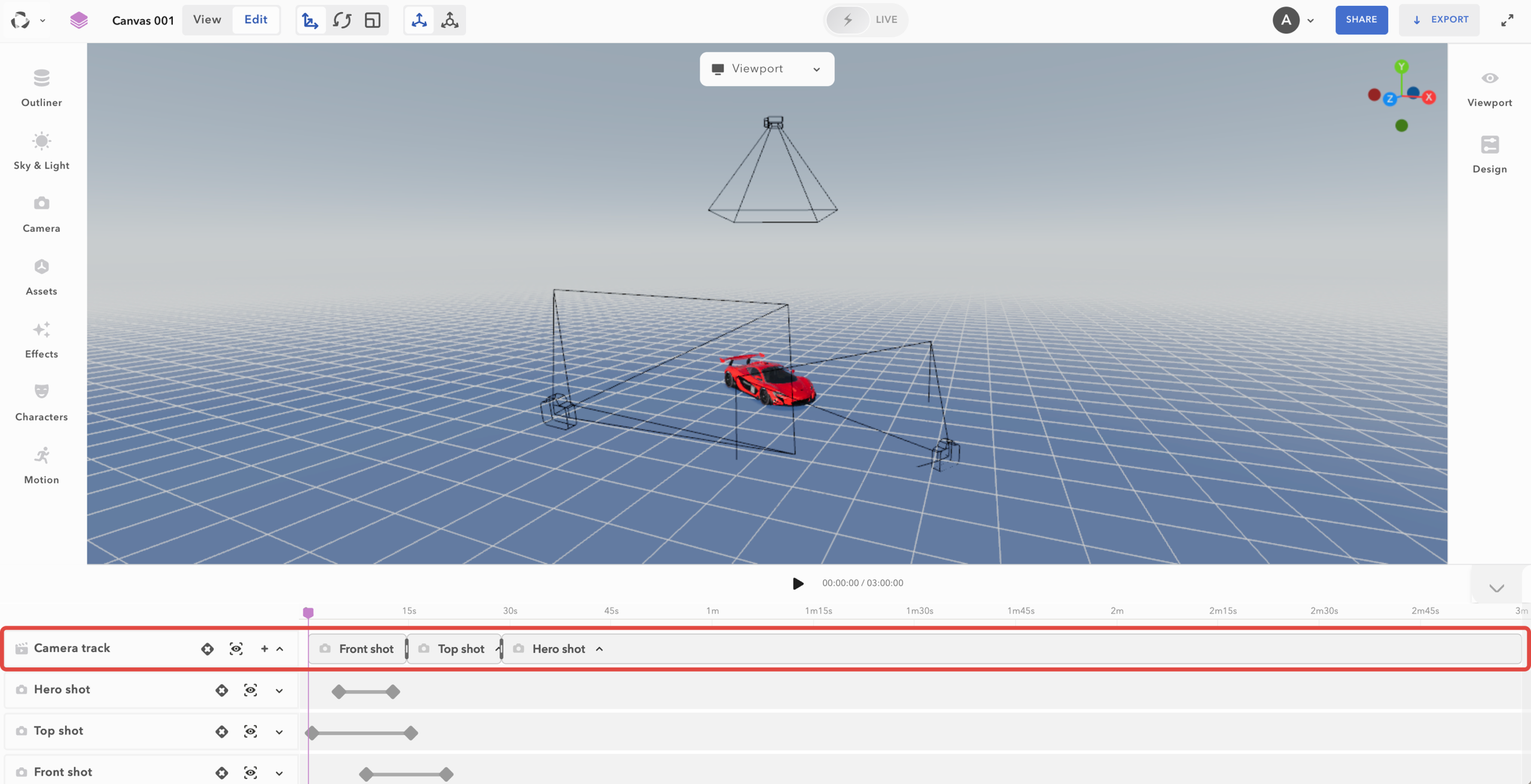 Edit virtual camera sequences in RADiCAL. Cut between shots in your 3D ...