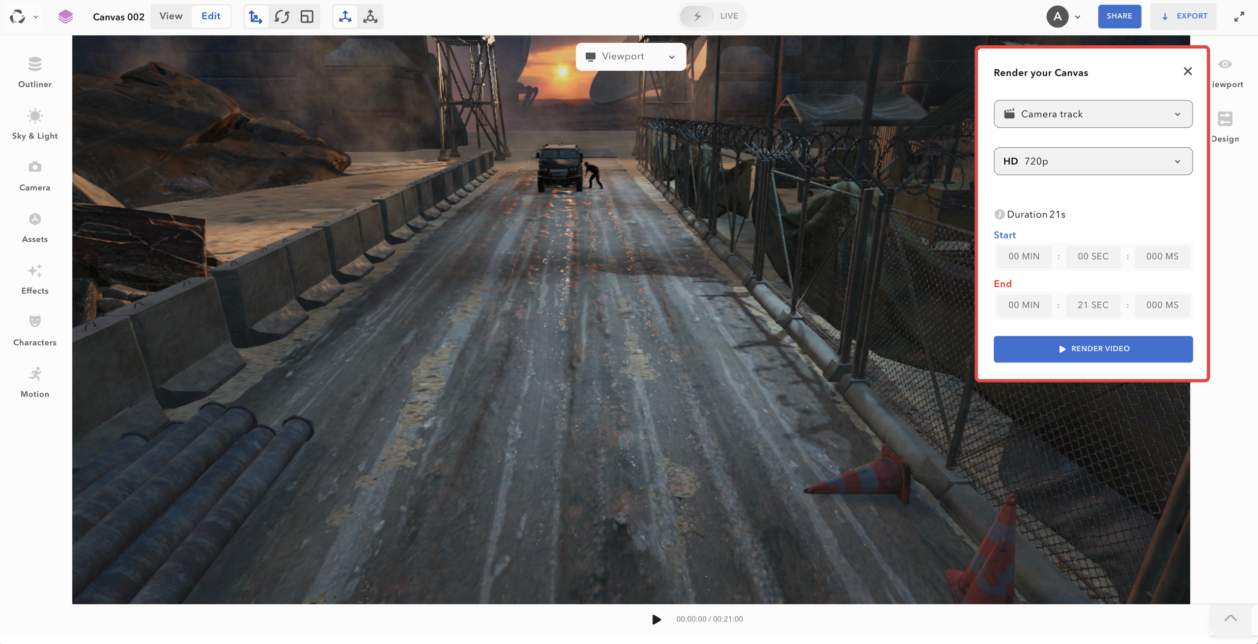How to export and share your animated 3D scene in RADiCAL